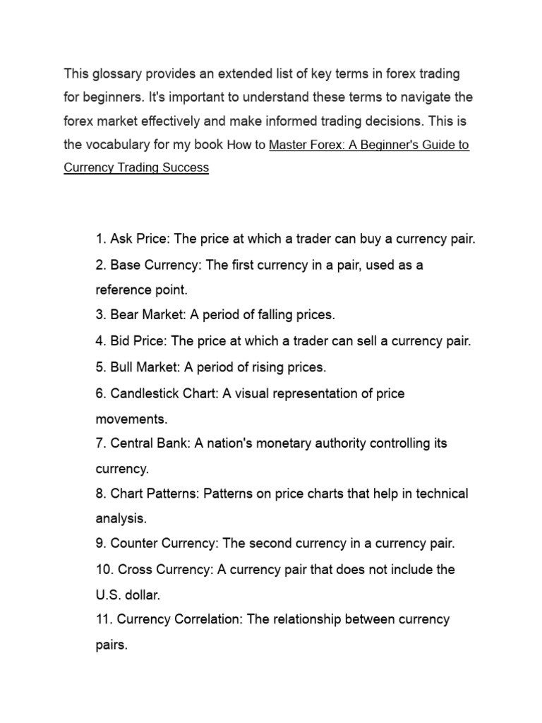 Vocabulary For Forex Class | PDF | Foreign Exchange Market | Exchange Rate