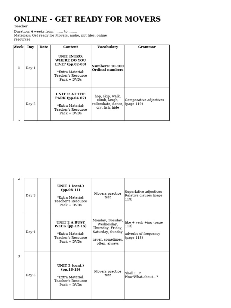 Get-ready-for-Movers | PDF | Linguistics | Grammar