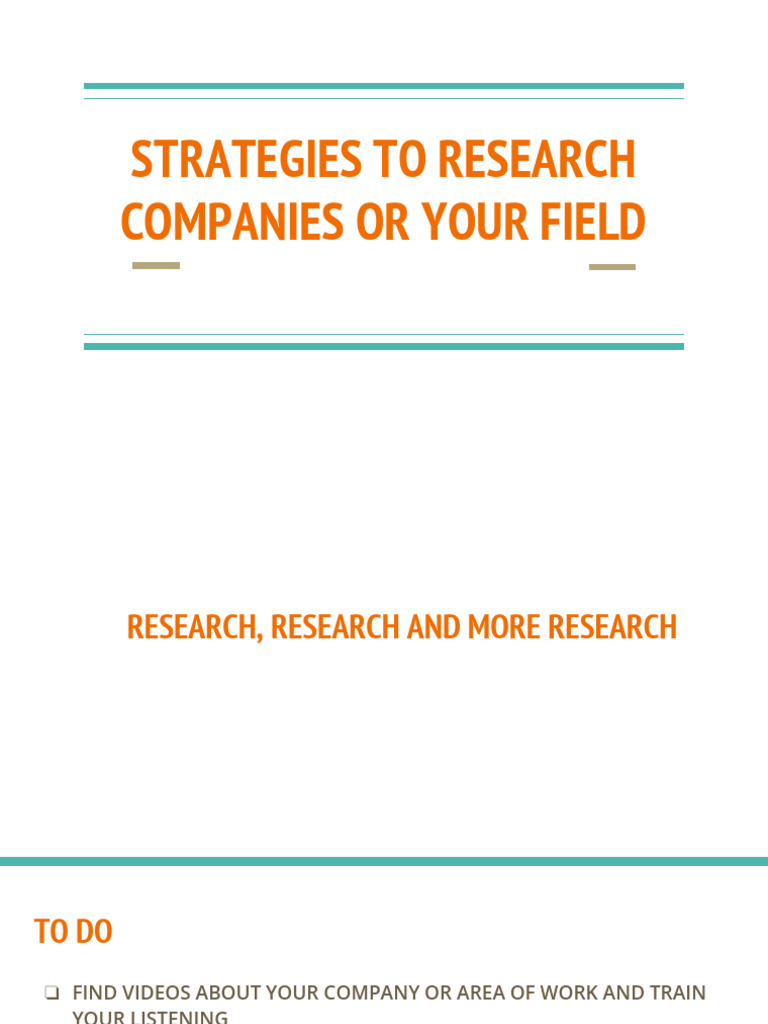 Strategies To Research Companies or Your Field | PDF