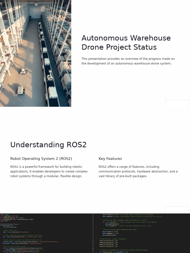Autonomous Warehouse Drone Project Status | PDF