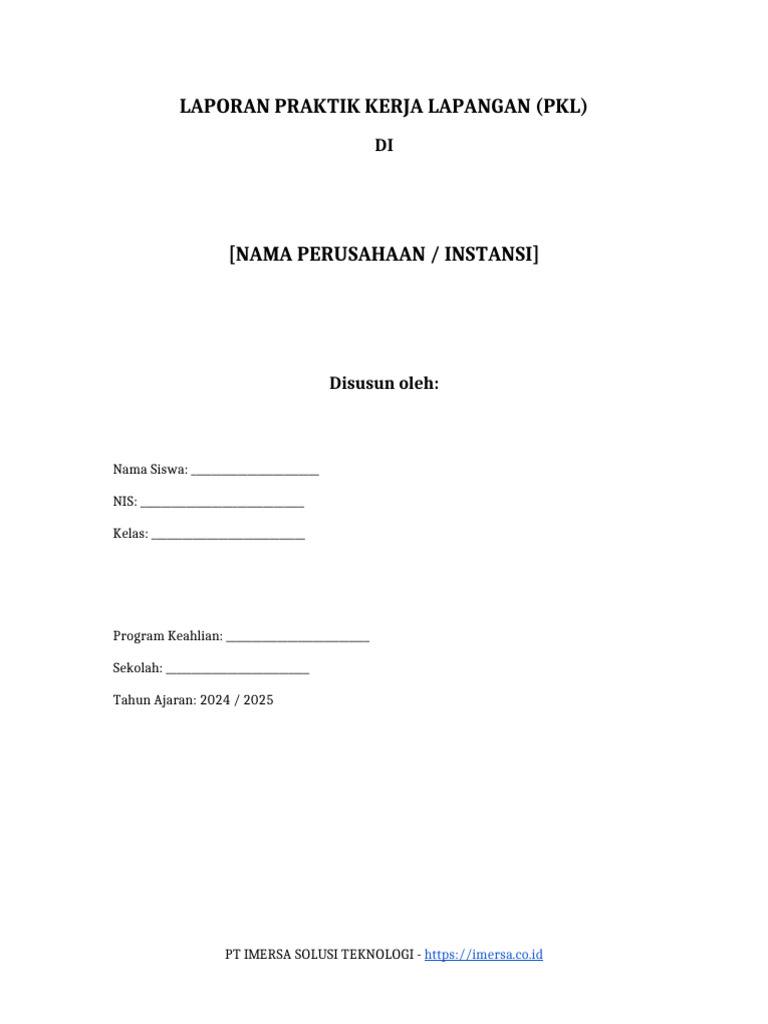 Template Laporan PKL SMK | PDF