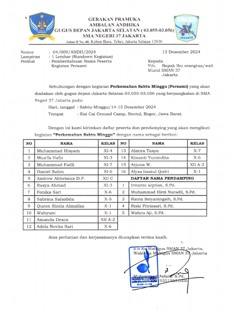 Surat Persami 2024 | PDF