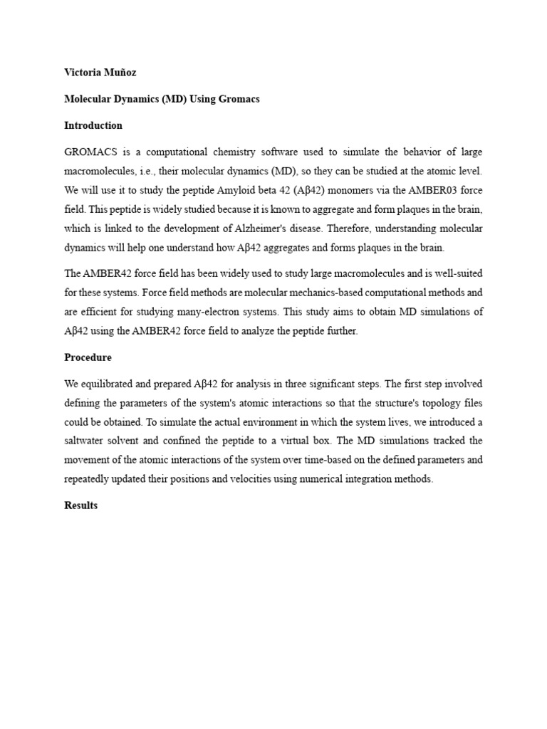 GROMACS MD Simulations of Aβ42 Peptide | PDF