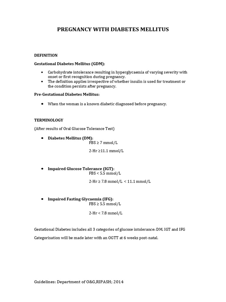 BRN MN 21 04 Operationalguidance 2014 Eng Pregnancy Diabetes Mellitus ...