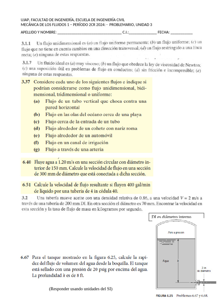 Problemario Mec Fluidos 1 | PDF