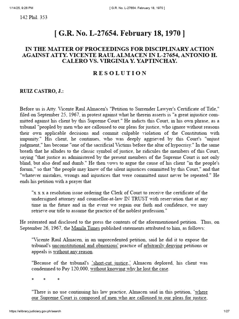 In Re Almacen (31 SCRA 562) | PDF | Certiorari | Appeal