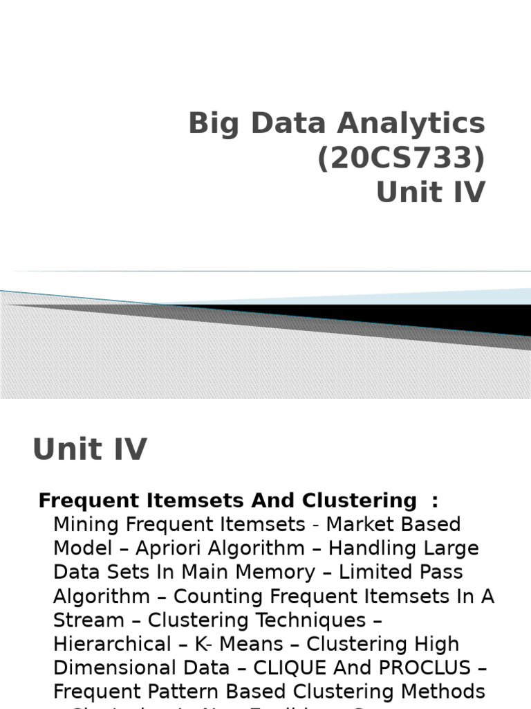 Big Data Analytics AAM Unit 4 | PDF | Cluster Analysis