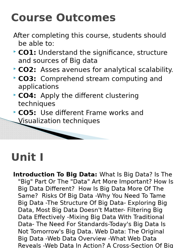 Big Data Analytics - AAM - Unit 1 | PDF | Big Data | Analytics