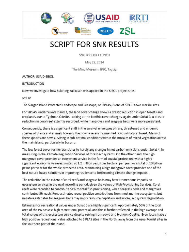 Short SCRIPT FOR SNK RESULTS | PDF | Forests | Ecosystem