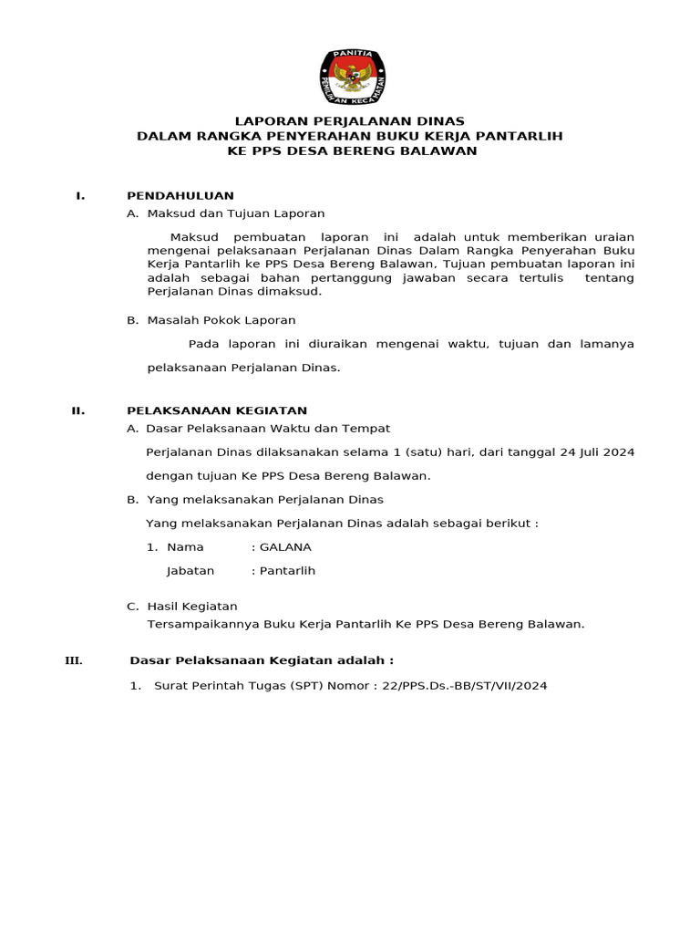 PERJADIN PERNGANTARAN BERKAS Sekretariat PPS 30 MEI 2024 | PDF