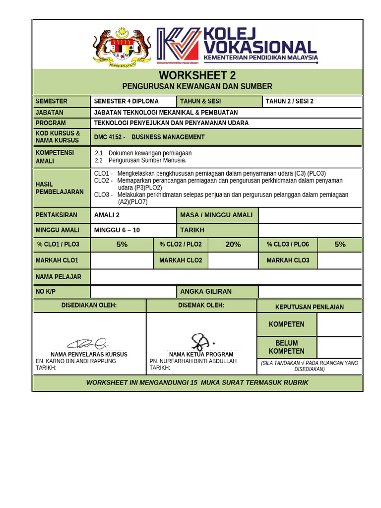 Worksheet 2 - Dmc4152 m6-m10 | PDF