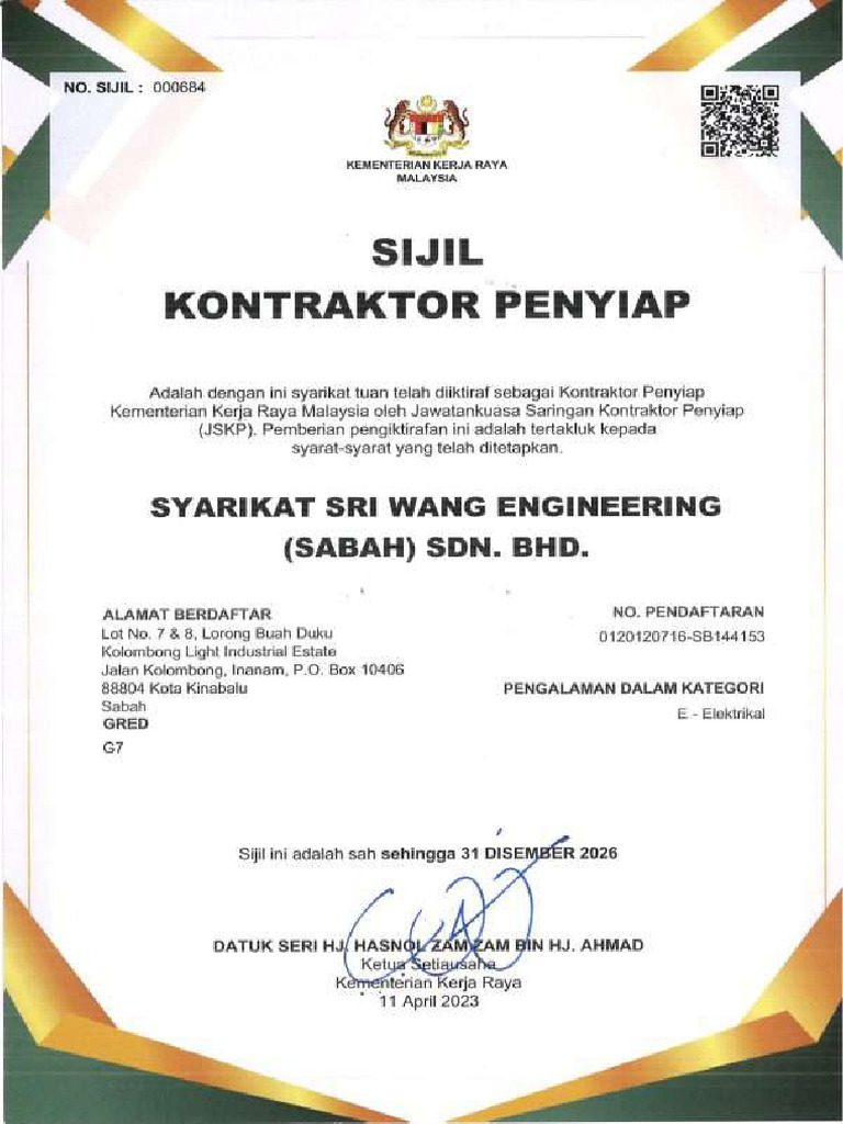 Sijil Kontraktor Penyiap KKR Scaled E1687413861102 | PDF