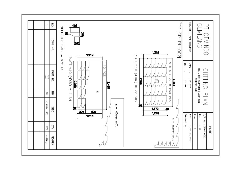 CUTTING PLAN - 2 - TRIPPER CAR - SINOMA-Model | PDF