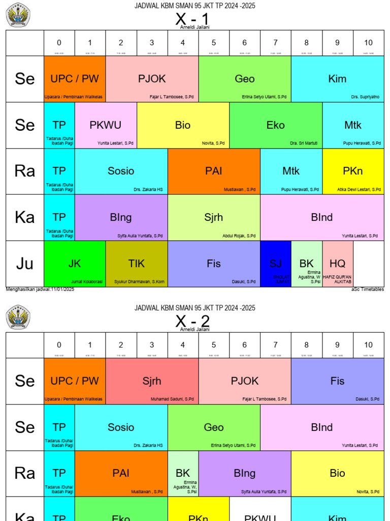 Jadwal KBM Kelas 13jan2025 | PDF