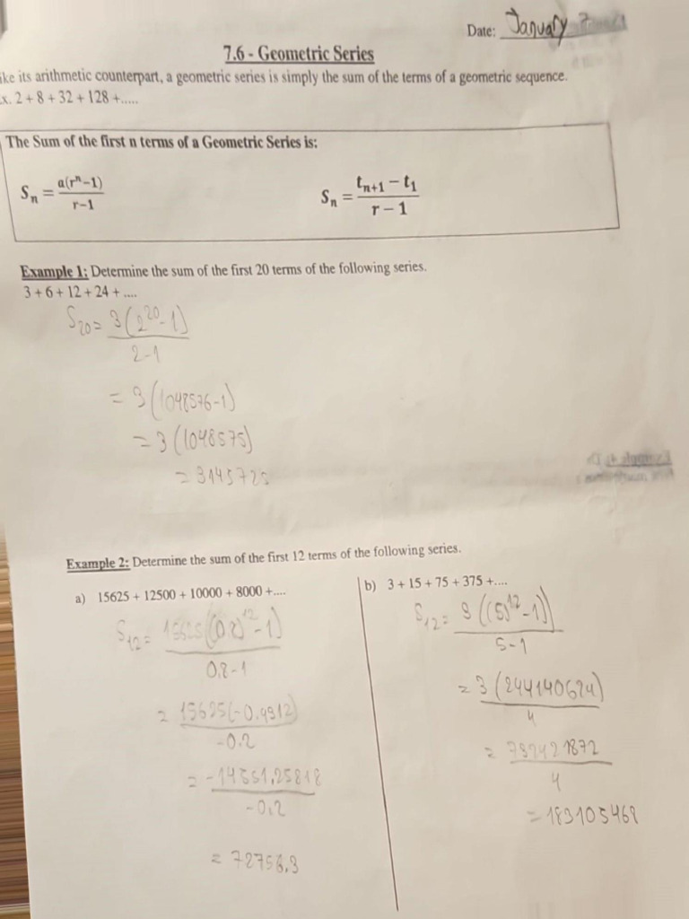 MCR3U Geometric Sequences | PDF