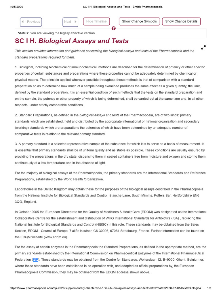 SC I H. Biological Assays and Tests - British Pharmacopoeia | PDF ...