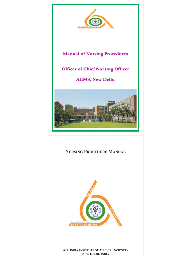 Nursing Procedure Manual AIIMS New Delhi | PDF | Injection (Medicine ...