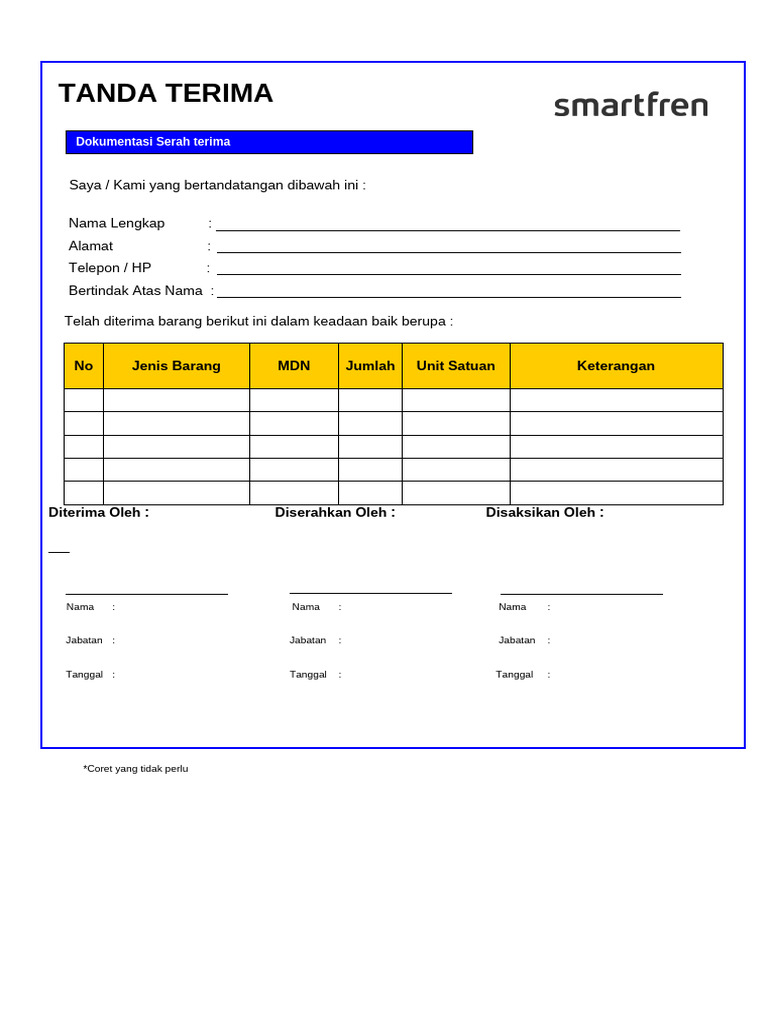FORM TANDA TERIMA (1) | PDF