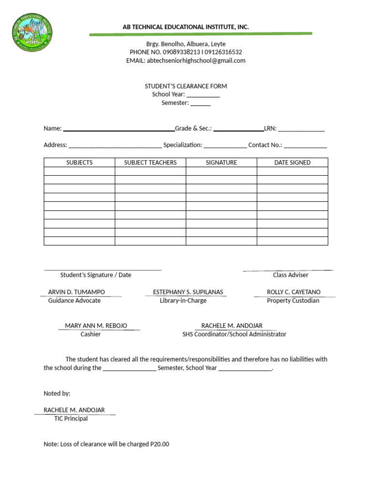 Student Clearance | PDF