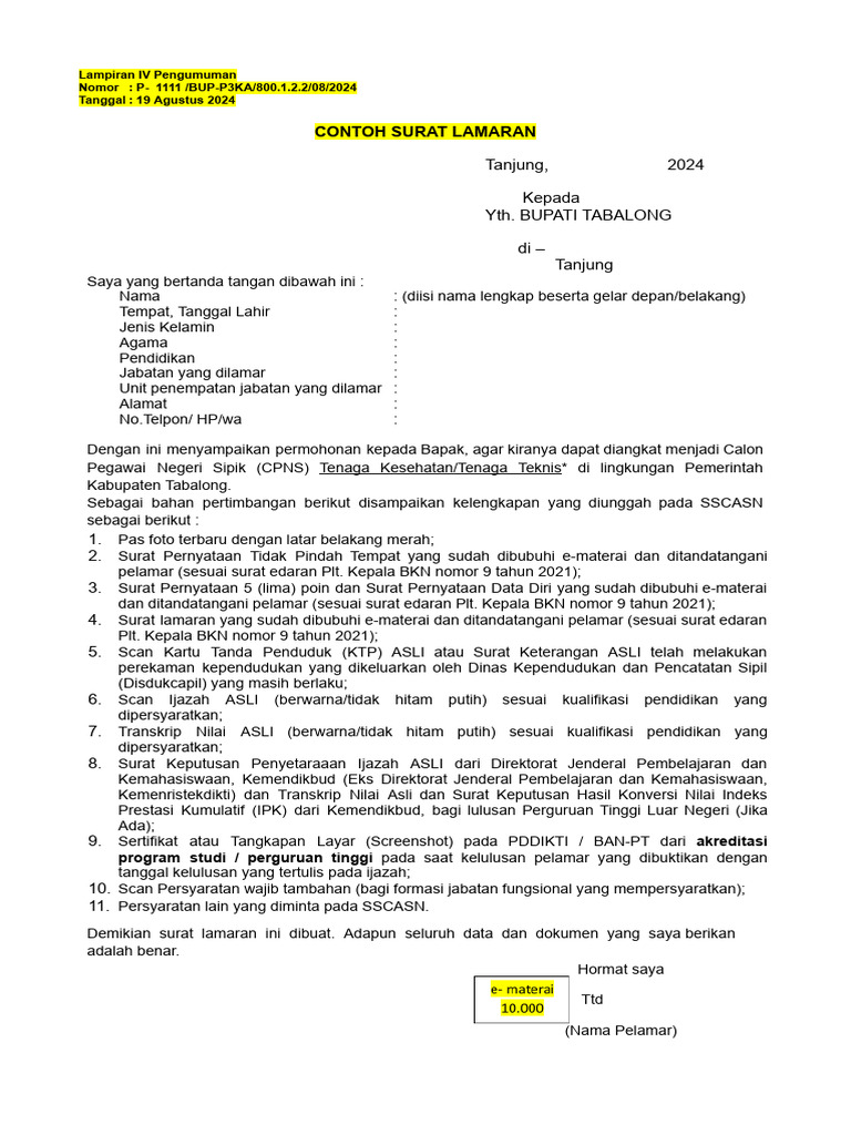 Contoh Format Surat Lamaran.docx | PDF