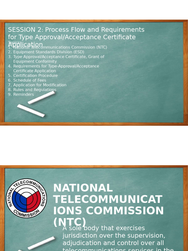 NTC ESD Process Flow and Requirements For Type Approval and Acceptance Certificate Application ...