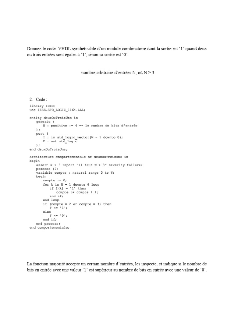 TD VHDL Corrigé | PDF