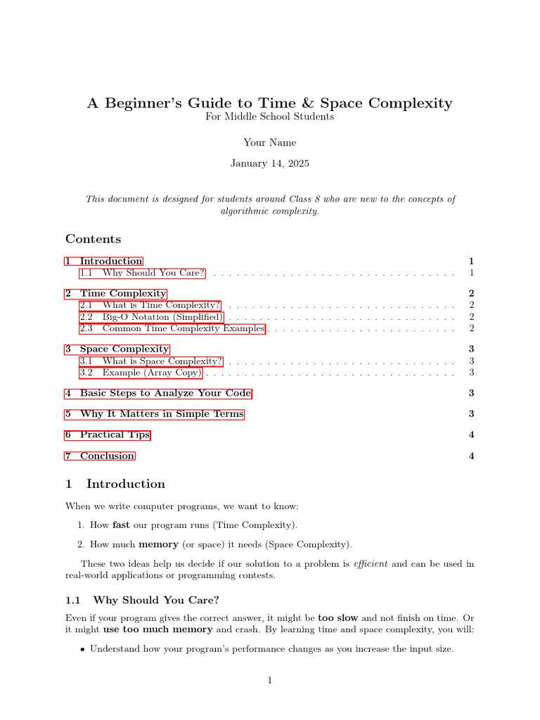 Cs Class Lecture 1 Pdf Time Complexity Computational Complexity 1110