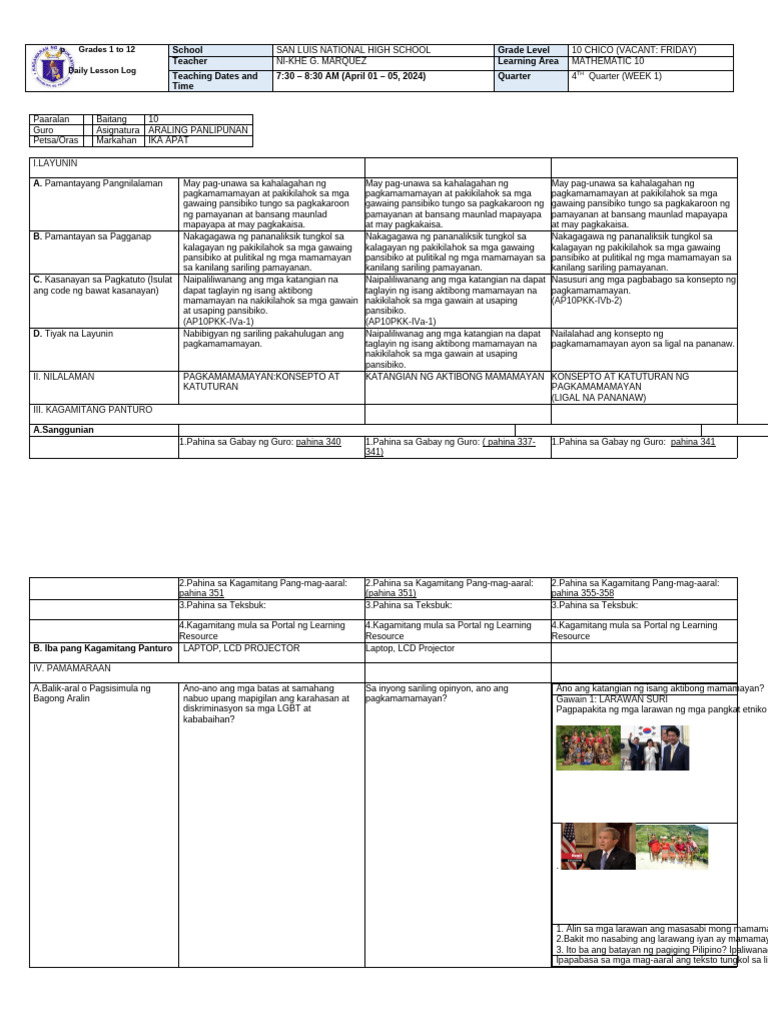 Math 10 DLL - 4th Q | PDF