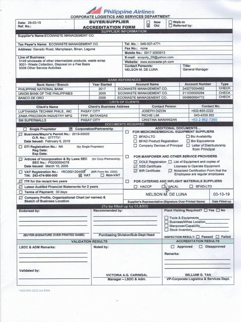 Supplier Accreditation Form | PDF