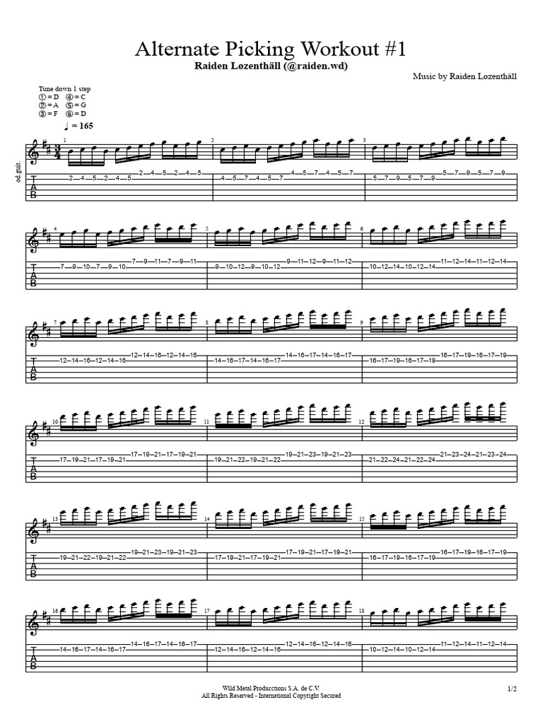 Alternate Picking Workout #1 | PDF | Irish Musical Instruments | Freedom Of Expression Law