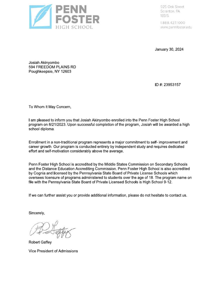 Proof of Enrollment | PDF