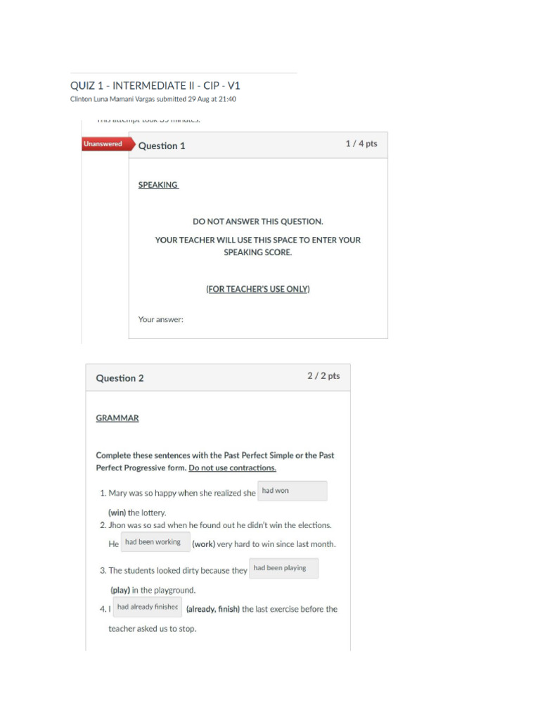 CLMV Quizzes 1-4 | PDF