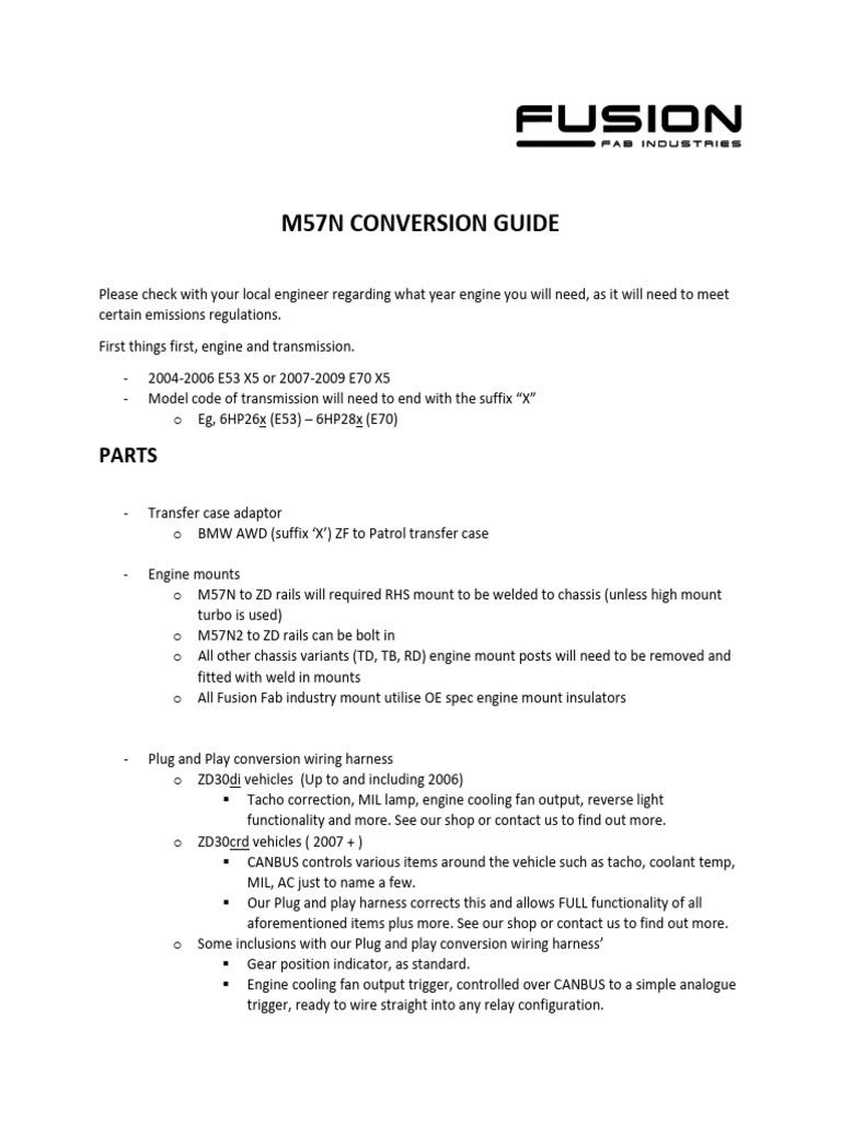 M57 Patrol Conversion Guide LATEST EDIT | PDF | Engines | Car