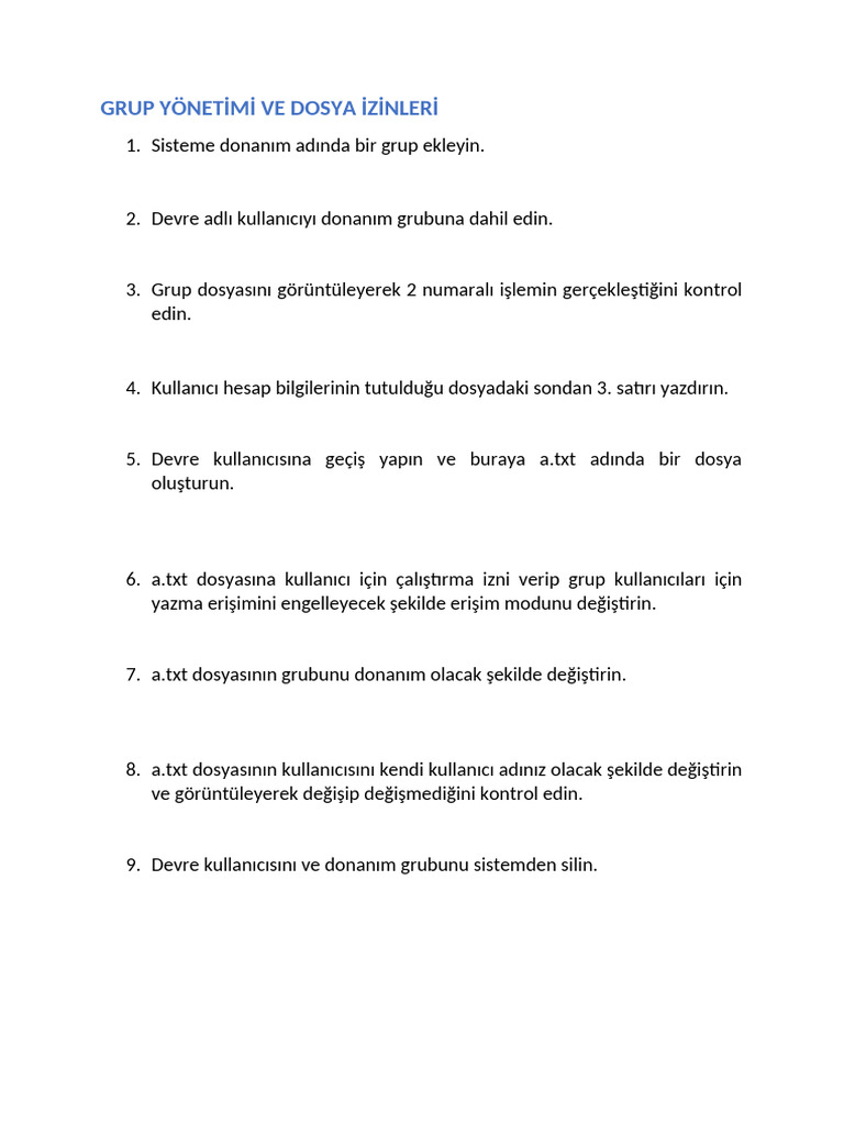 Lab8.Grup Yöneti̇mi̇ Ve Dosya i̇zi̇nleri̇ | PDF