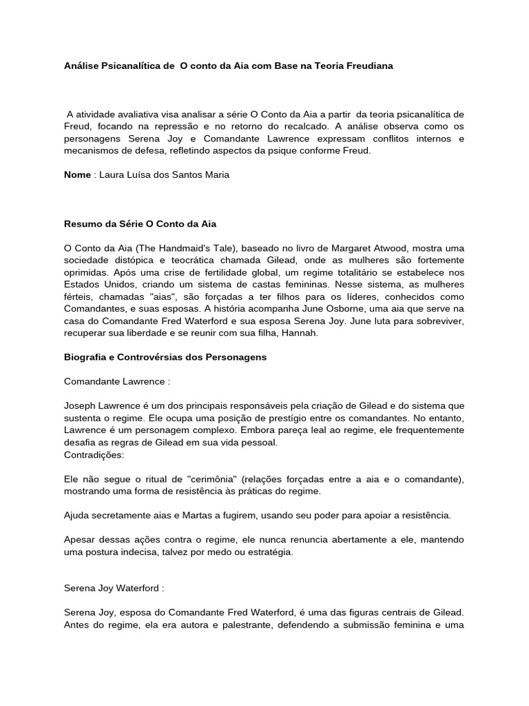 Retorno do Recalcado em Gilead | PDF | Sigmund Freud | Psicologia