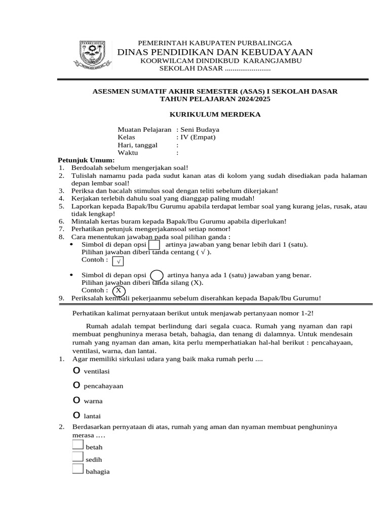 Asas1_ Kelas 4_pendidikan Seni Rupa_masrofah | PDF