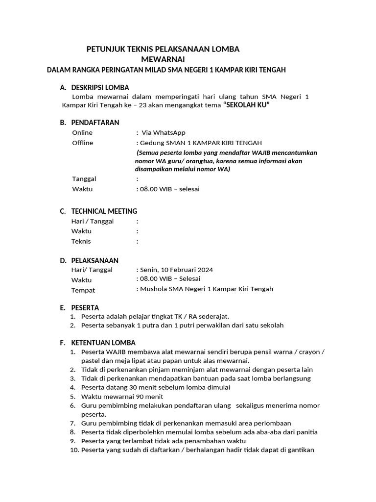 PETUNJUK TEKNIS PELAKSANAAN LOMBA MEWARNAI | PDF PETUNJUK TEKNIS PELAKSANAAN LOMBA MEWARNAI | PDF