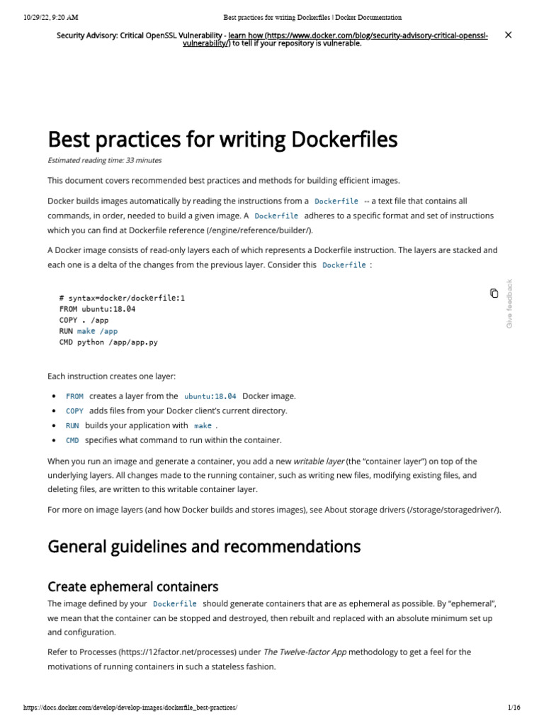 Best Practices For Writing Dockerfiles Docker Documentation Pdf Computer File Software
