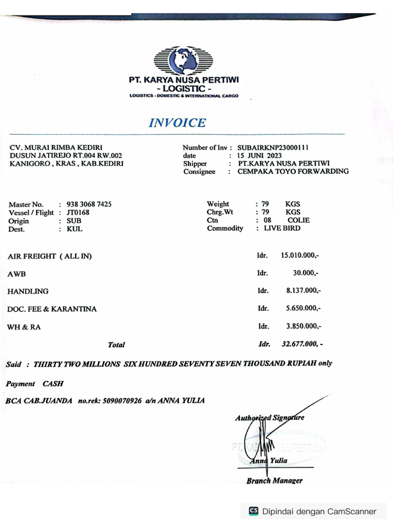 Invoice Pak Gunawan 15 Juni | PDF