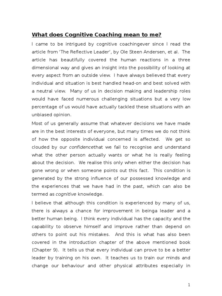 Cognitive Coaching | PDF | Leadership | Thought