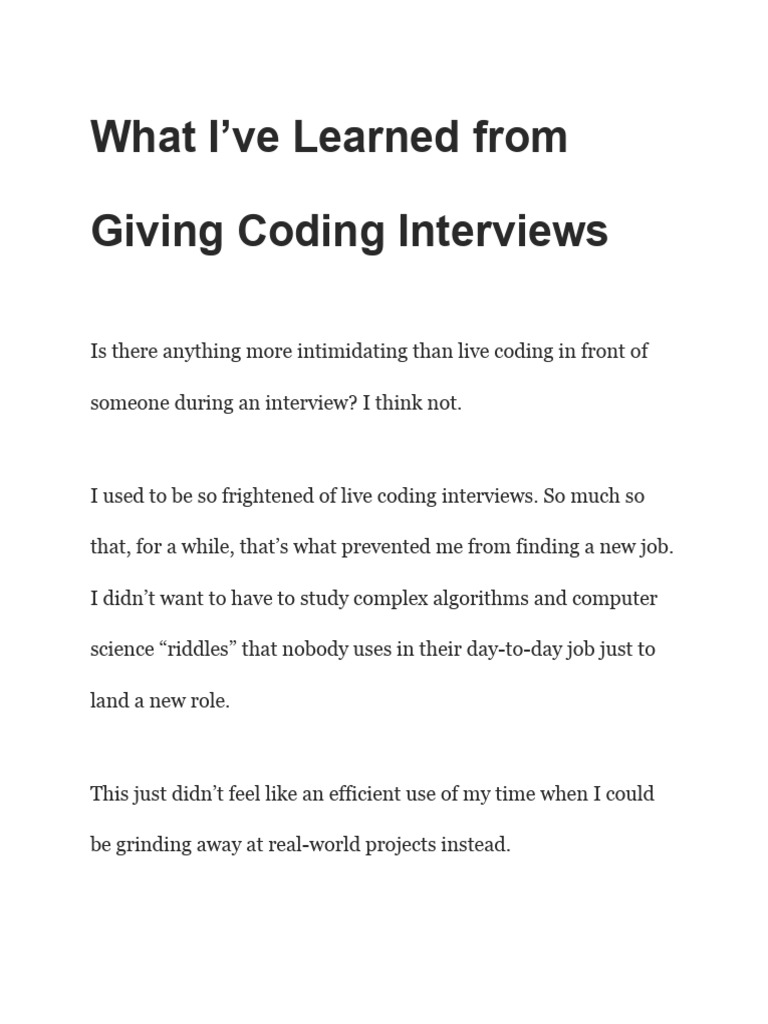 Tips for Acing Coding Interviews | PDF | Thought