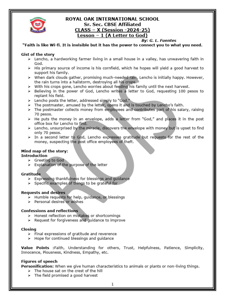 A Letter To God - Assignment | PDF