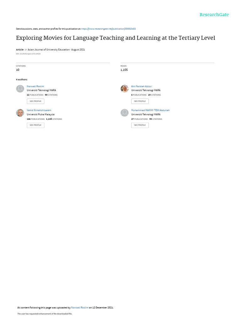 Movies Enhance Language Learning | PDF | Second Language | Learning