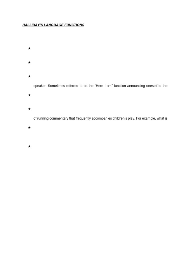 Halliday's Seven Language Functions | PDF