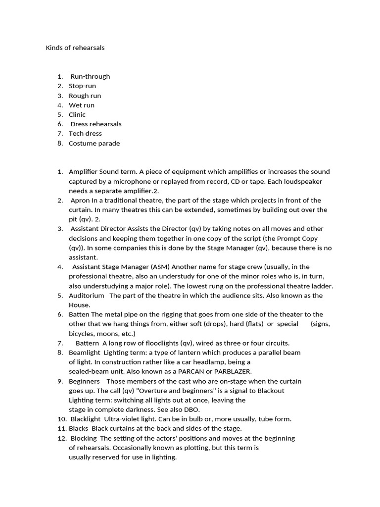 Glossary of Theater Terms | PDF | Light