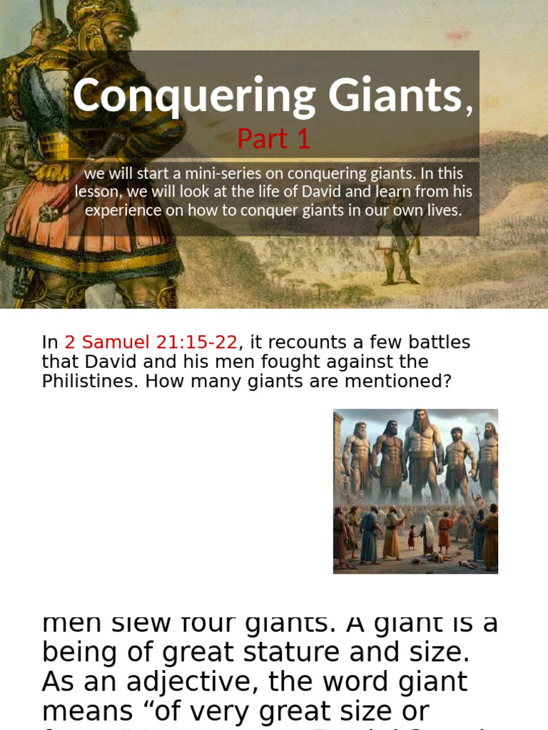 Conquering Giants, Part 1 | PDF | David | Book Of Daniel