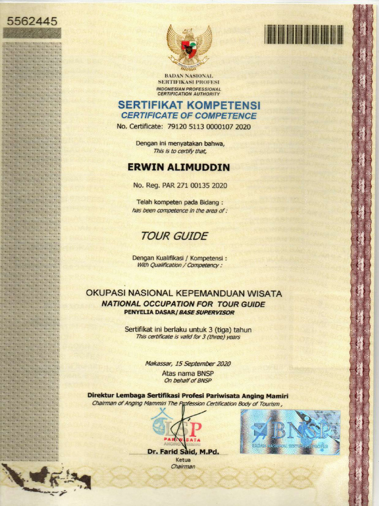 Sertifikat Tour Guide | PDF