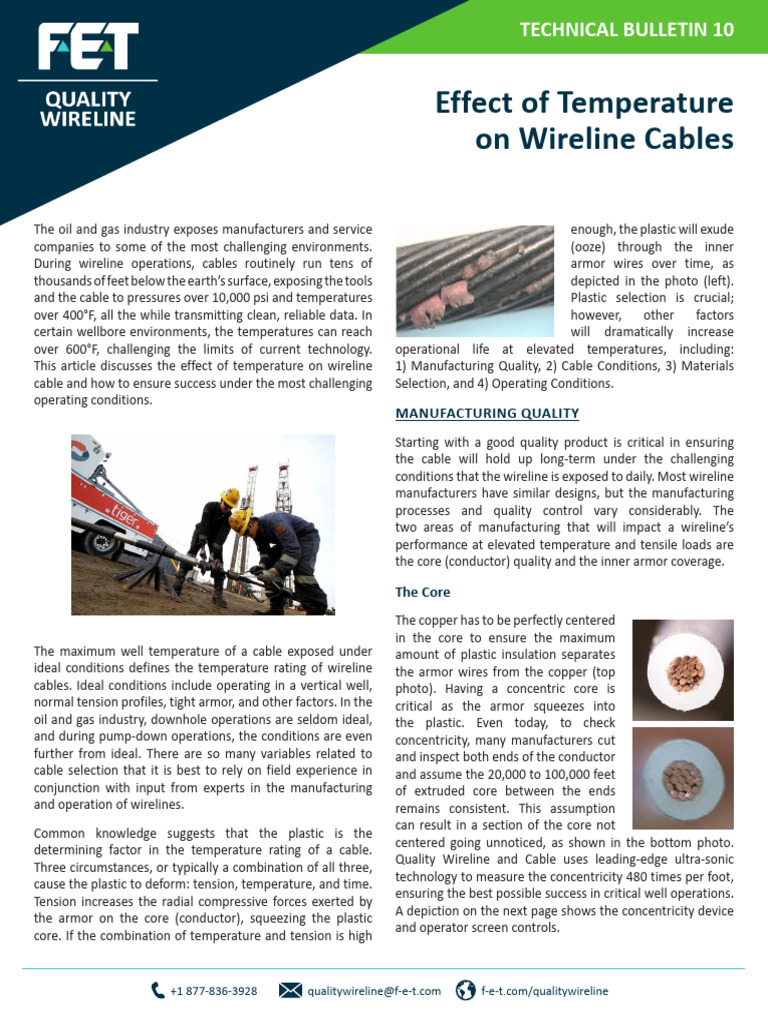 Temperature Effects on Wireline Cables | PDF | Wire | Temperature