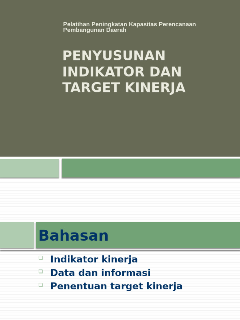 Indikator dan Target Kinerja Pembangunan | PDF