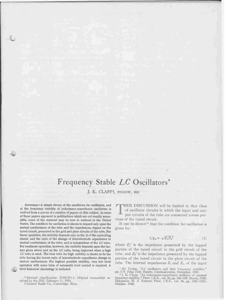 Freq Stable LC Oscillators Paper | PDF | Electronic Oscillator | Amplifier
